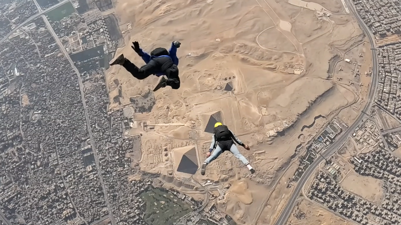 18,000 feet above the pyramids - and my dad jumped first