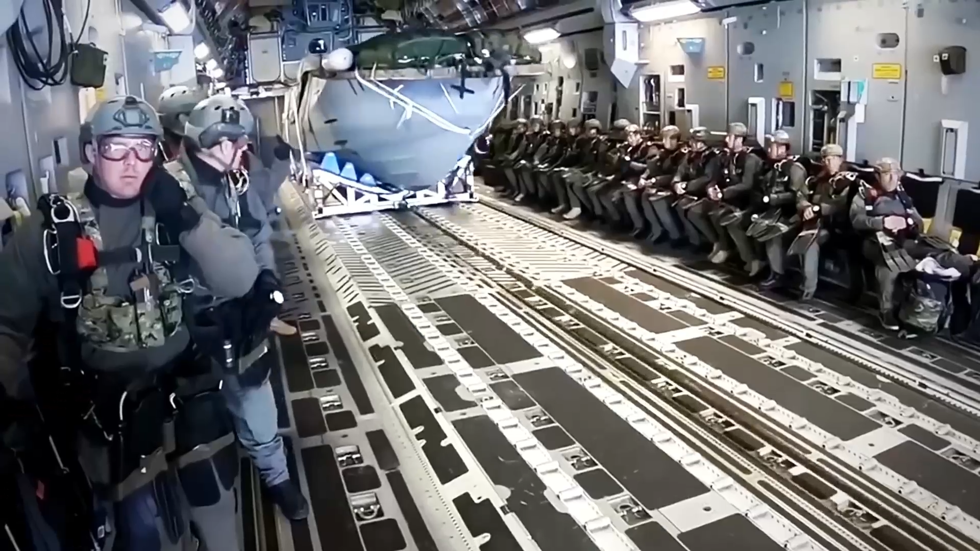 Navy SEAL boats dropped from a C-17 in mid-air. Rare military footage