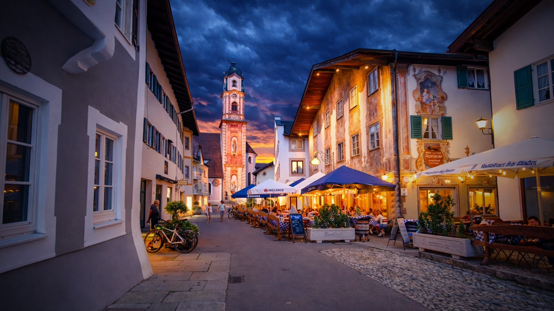 Paseo por Mittenwald, un pueblo bávaro de postal al atardecer (4K)