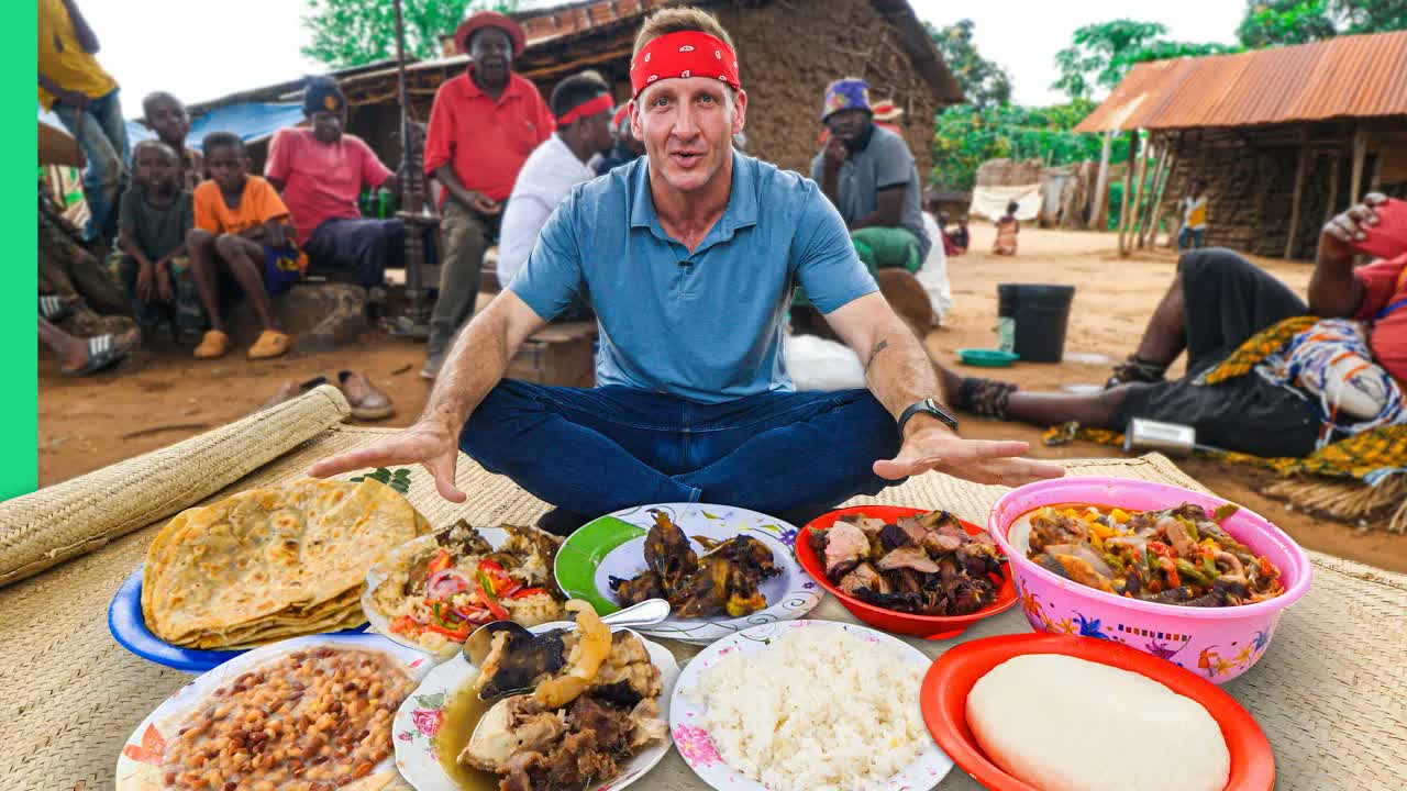 Remote Tanzanian tribe prepares snake for communal dining