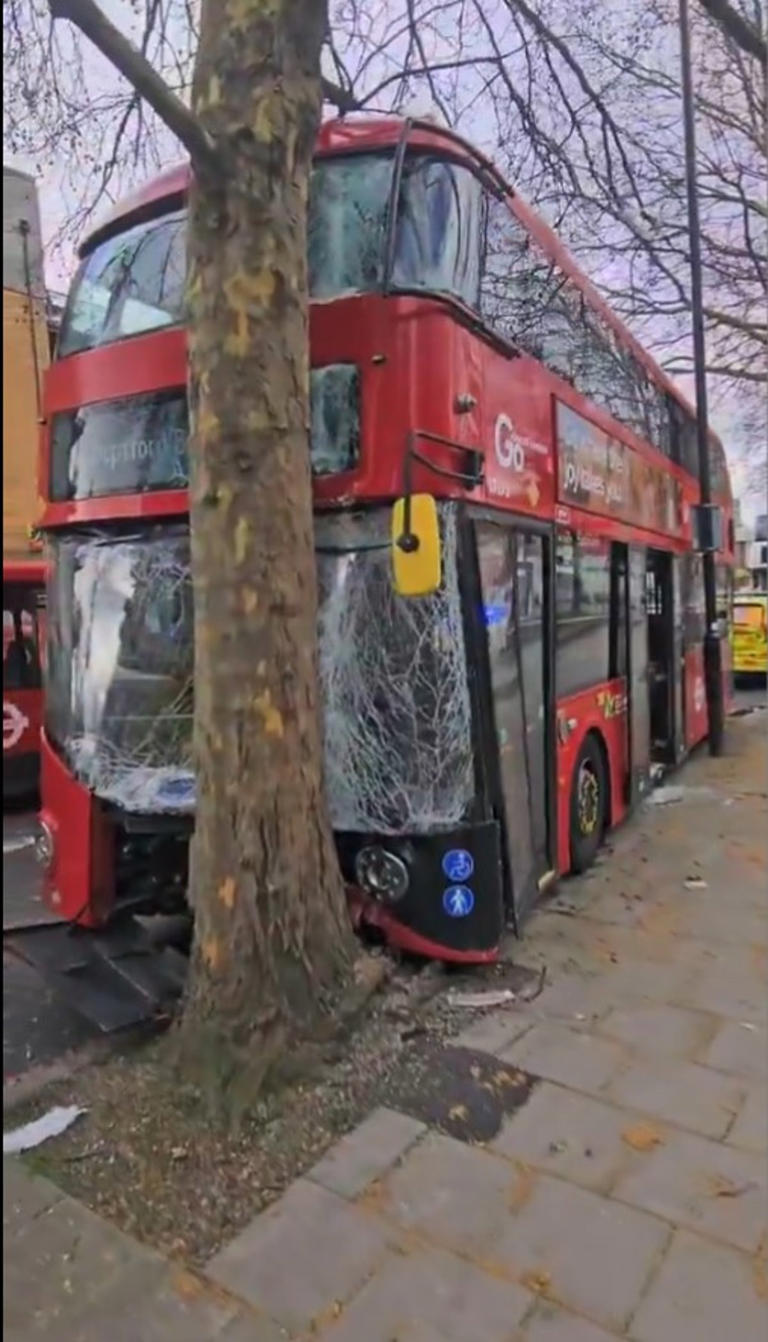 Eight injured as bus crashes into tree on Old Kent Road, south London