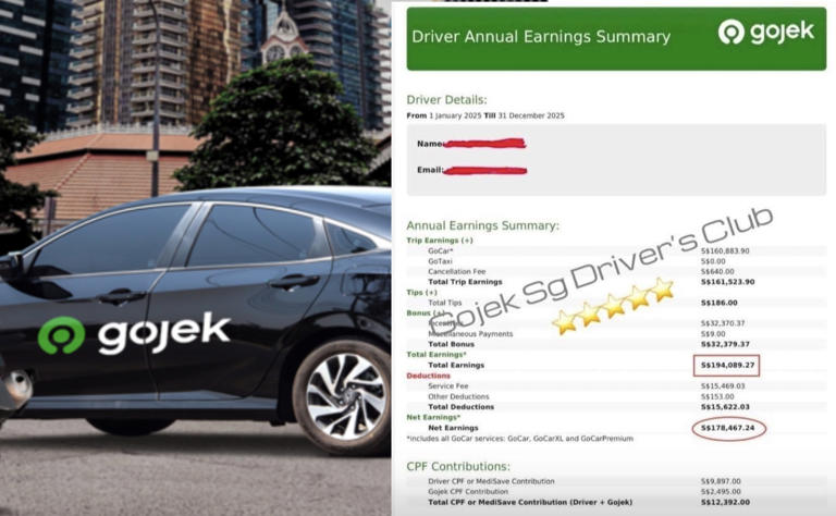 Gojek driver claims he earned S$178,000 in 2025; almost S$15K a month