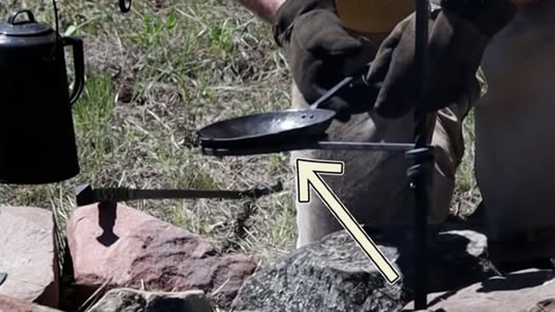 Camping made easier with a forged skillet holder