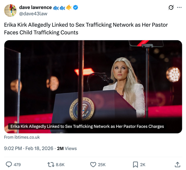 False rumor claims Epstein files, federal lawsuits connect Erika Kirk ...