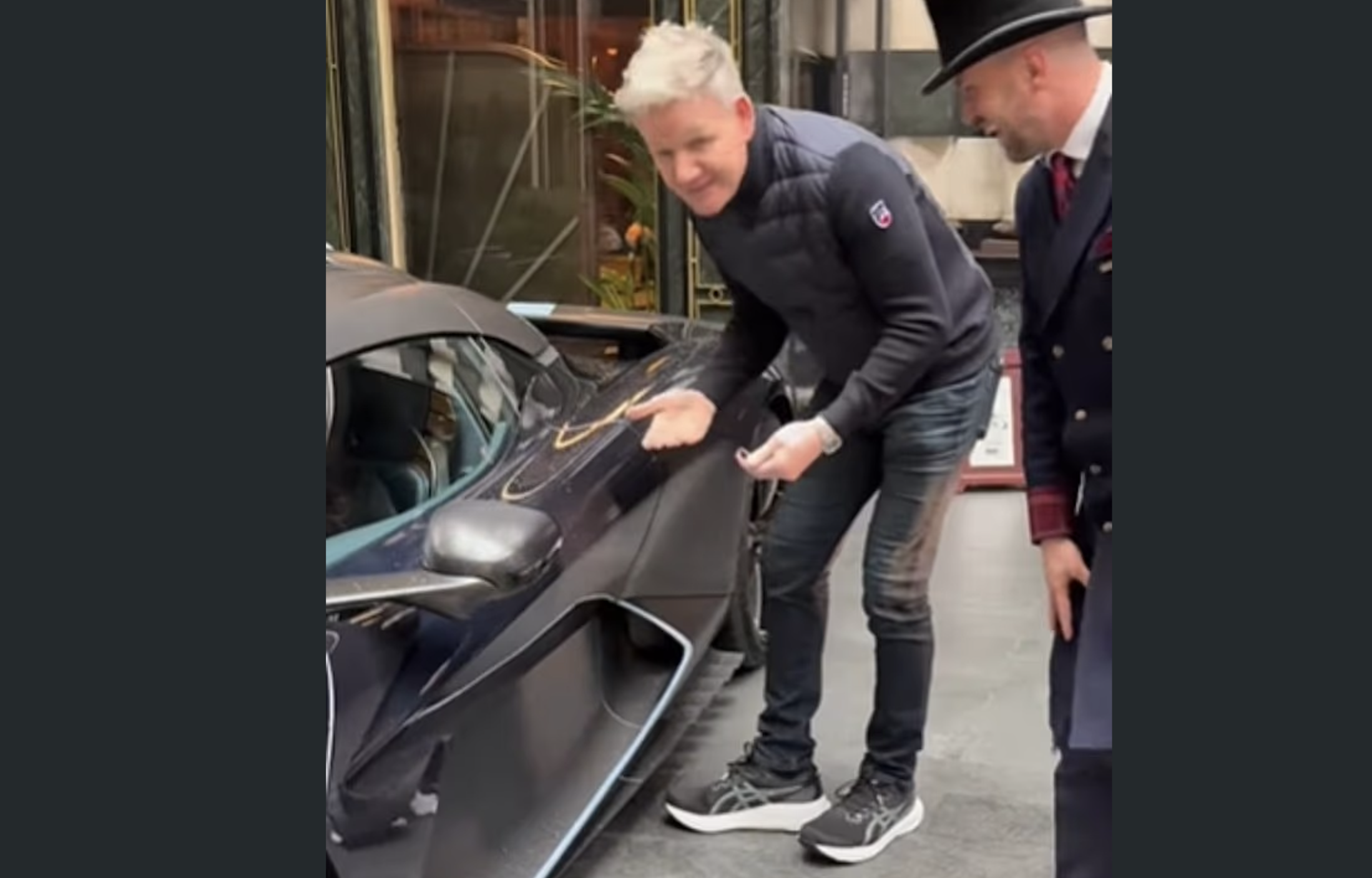 Gordon Ramsay struggles with Aston Martin Valhalla door during London ...