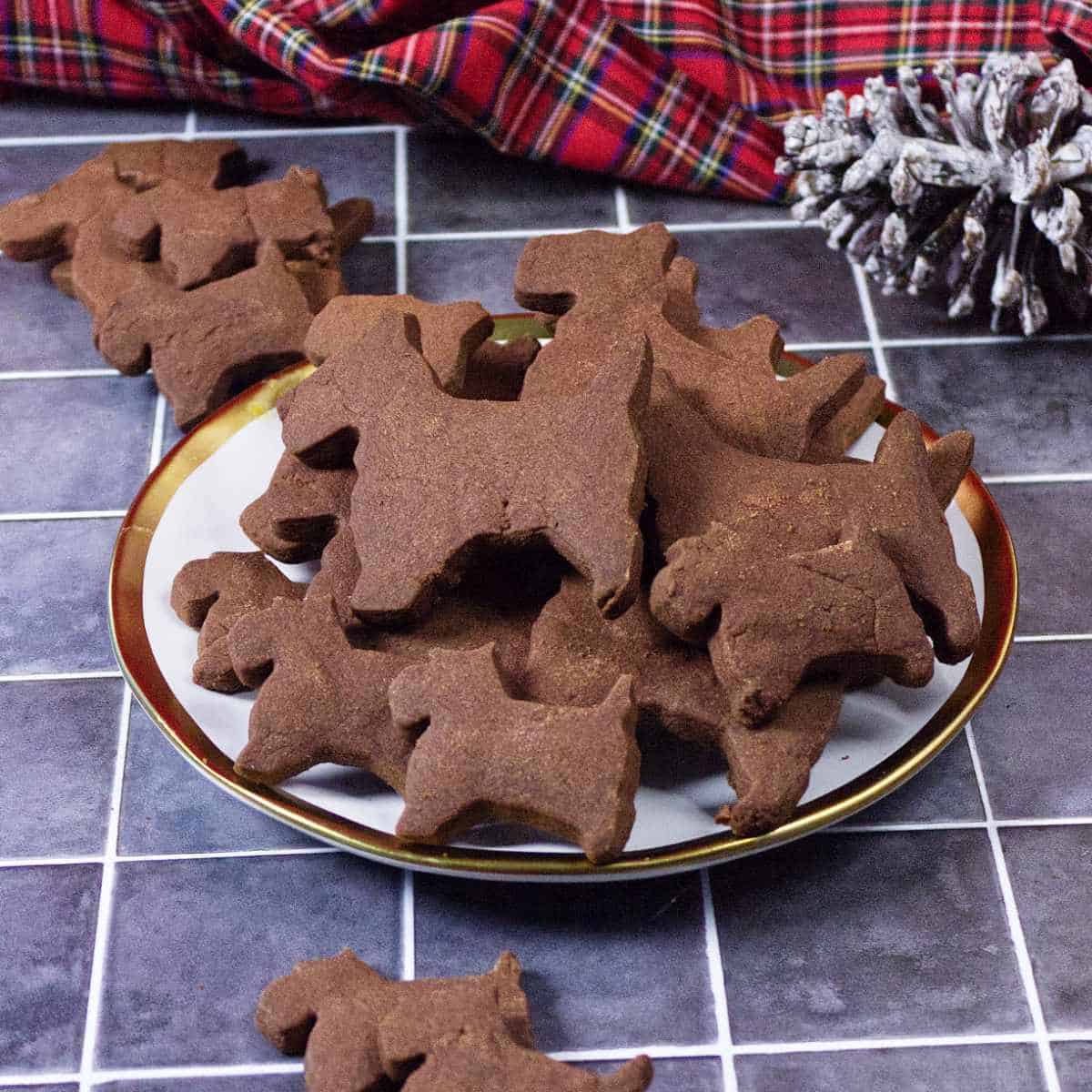 Chocolate Scottie dog shortbread cookies