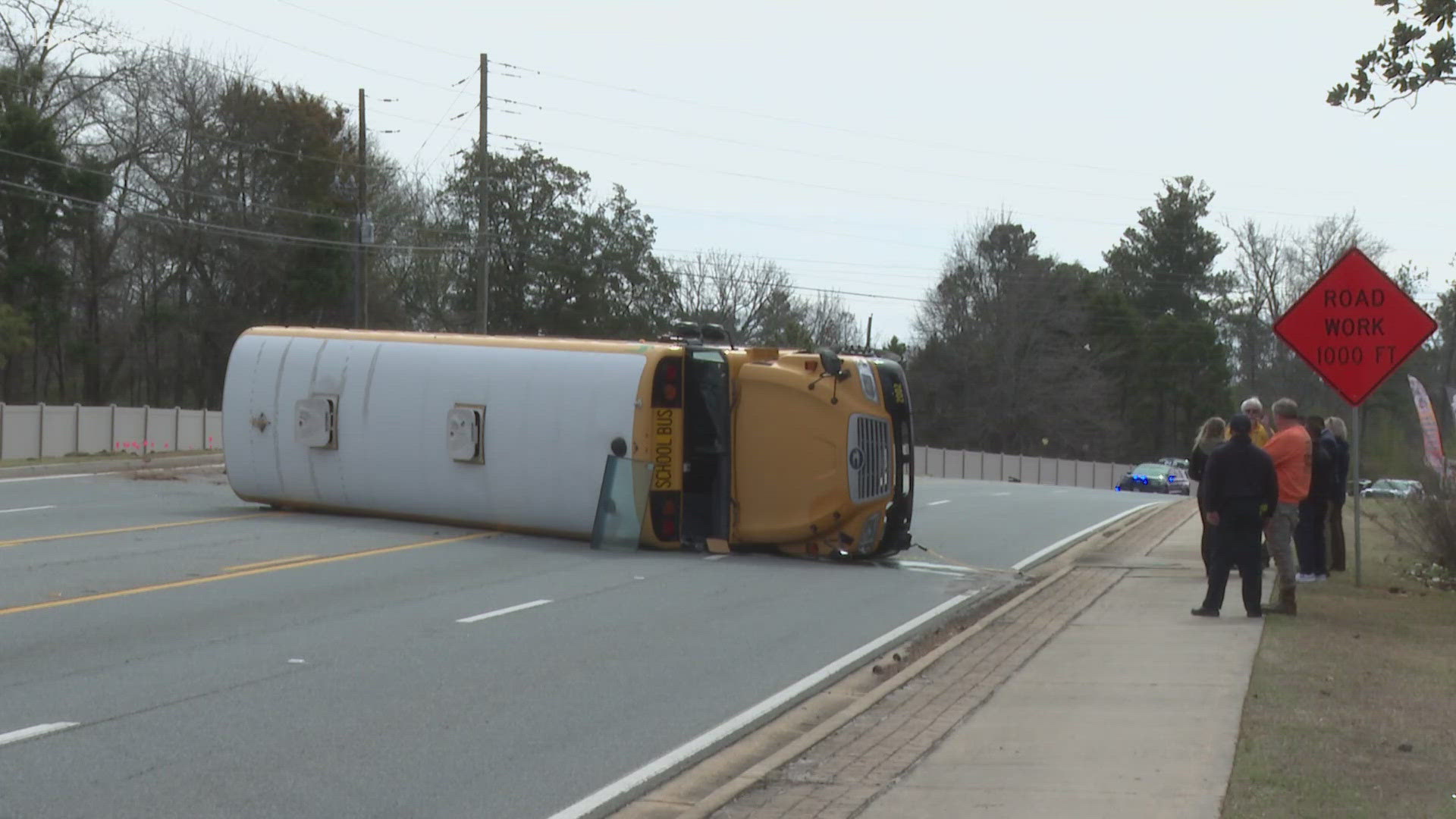 School bus flips in Houston County with four students inside: district says