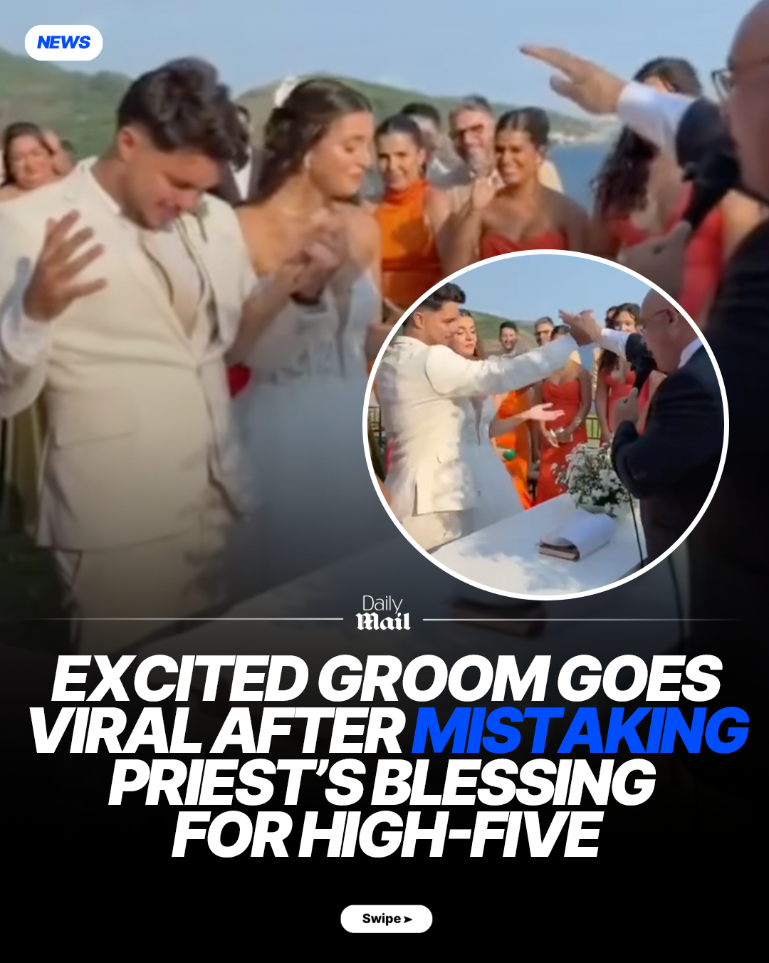 Groom mistakes pastor’s blessing for high five at wedding
