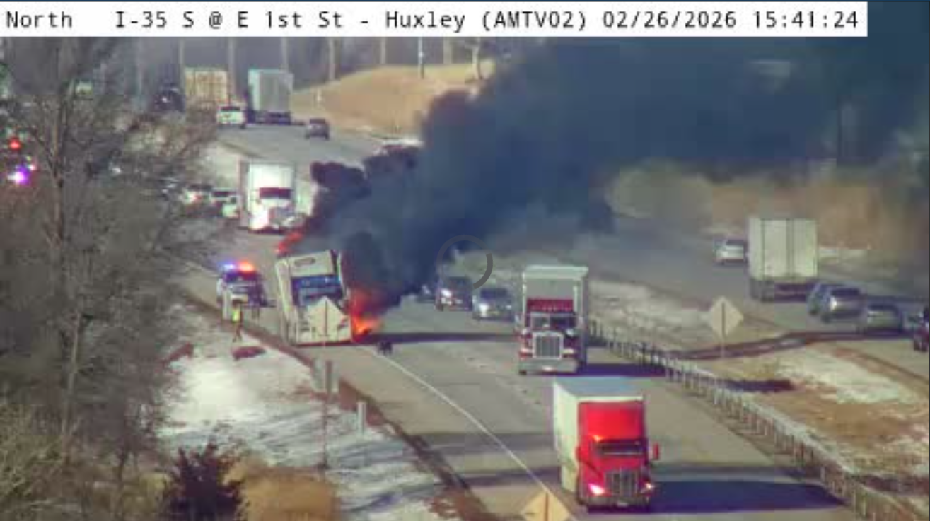 Watch: Video shows crews battling semi fire as traffic backs up on ...