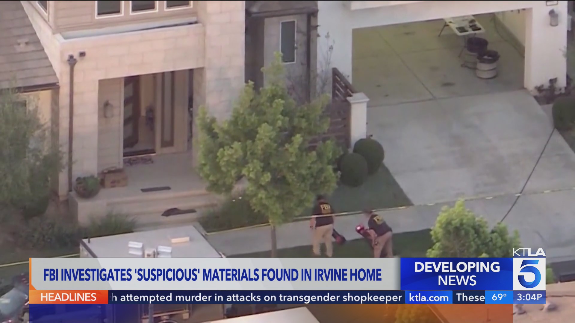 Suspicious items prompt FBI investigation at Irvine home