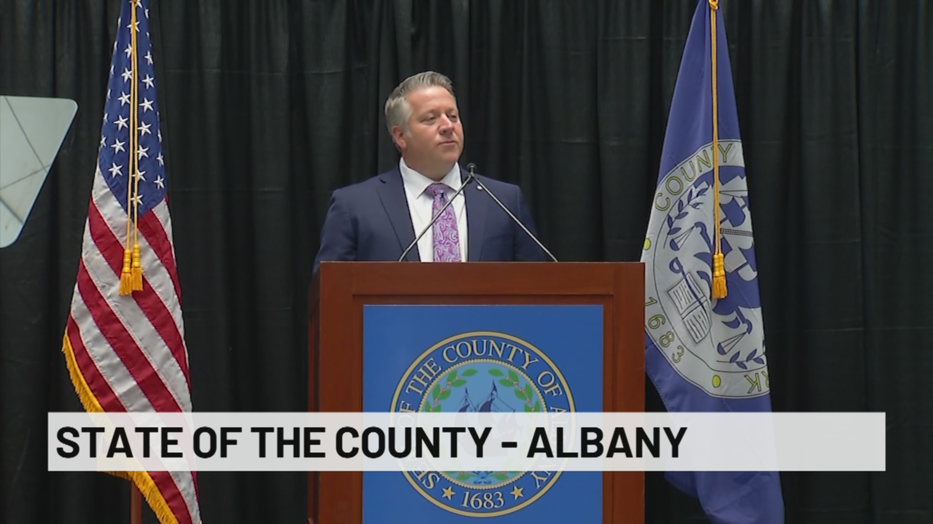 State of the county address given in Albany
