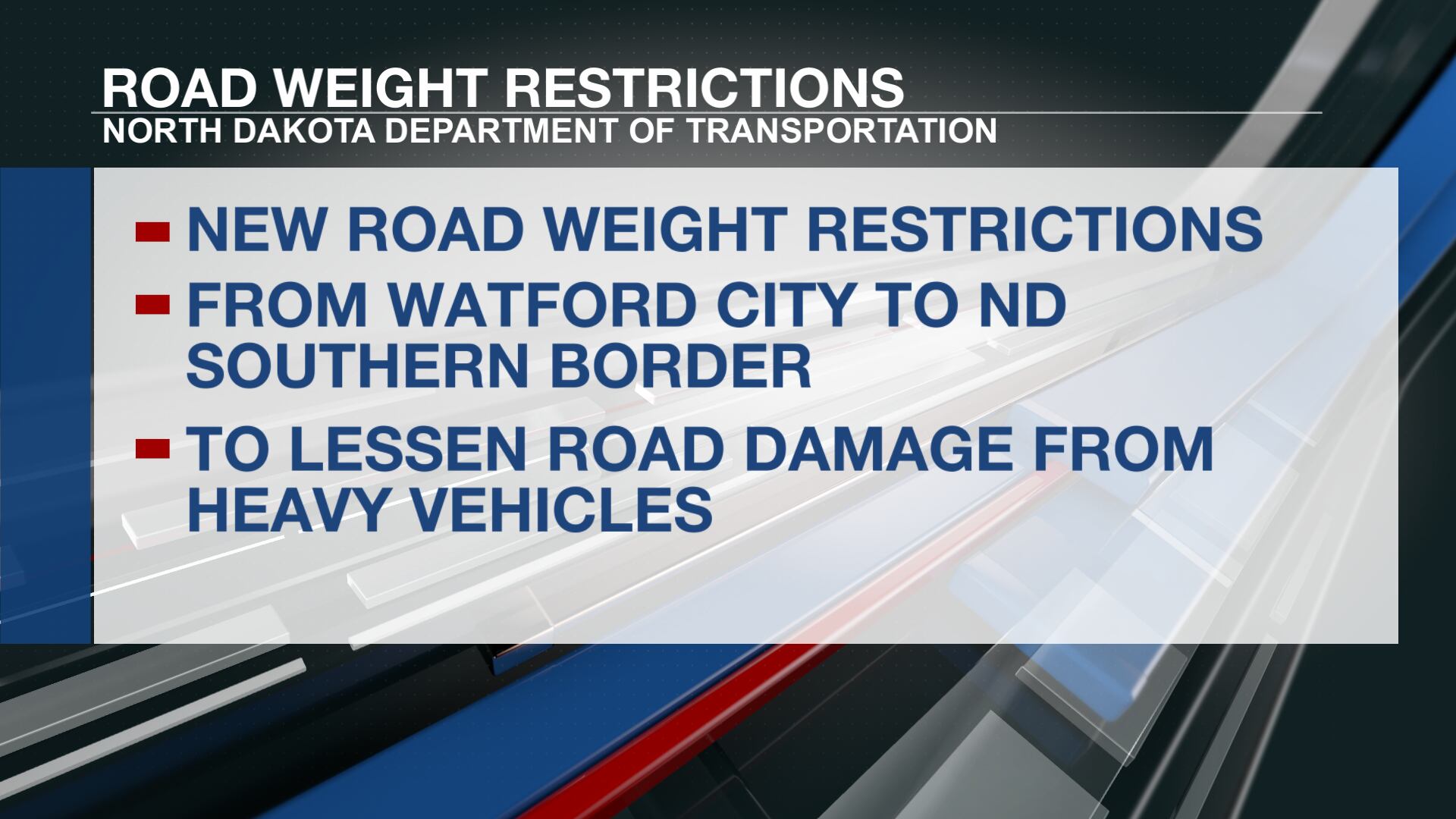Weight restrictions implemented in southwest ND amid soft roads