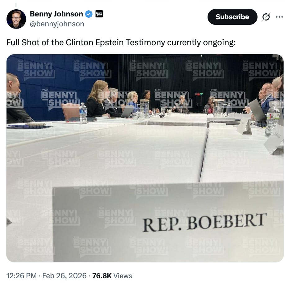 Hillary Clinton pauses deposition on Epstein as Boebert leaks photo