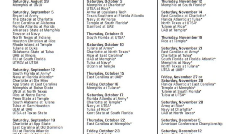 Tulane & AAC 2026 football schedule released