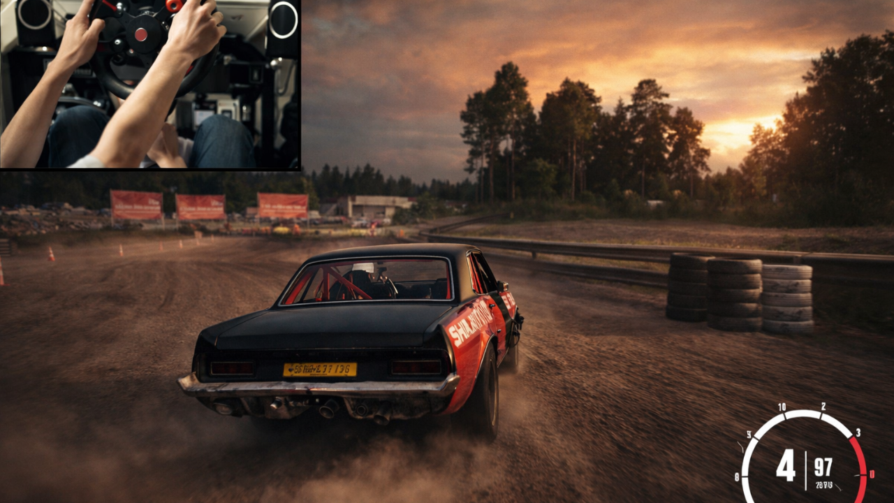 The chaos of Wreckfest banger racing with a G29 wheel