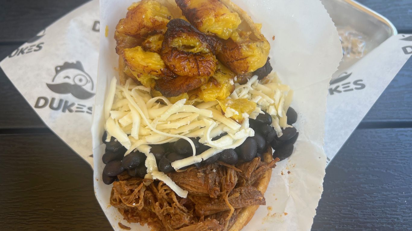 Dukes Venezuelan Food offers an arepa with a delicious balance of salty ...
