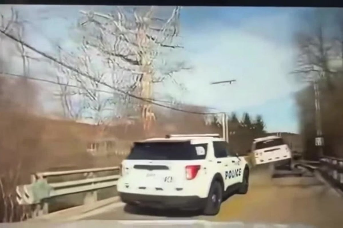 Police SUV flipped after landing on suspect’s truck in wild car chase