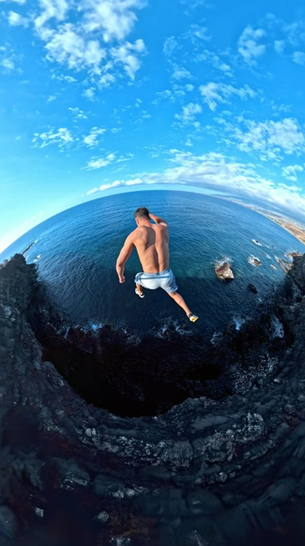 27-meter big gap cliff jump POV adrenaline moment