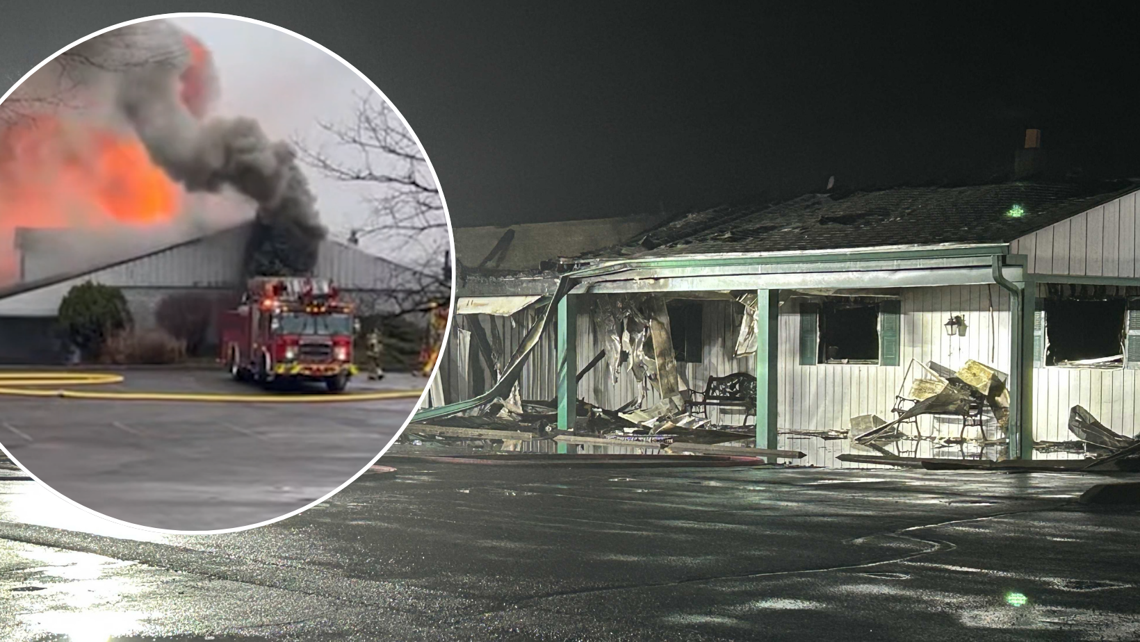 Video: Massive fire burns for hours at vacant event center in ...