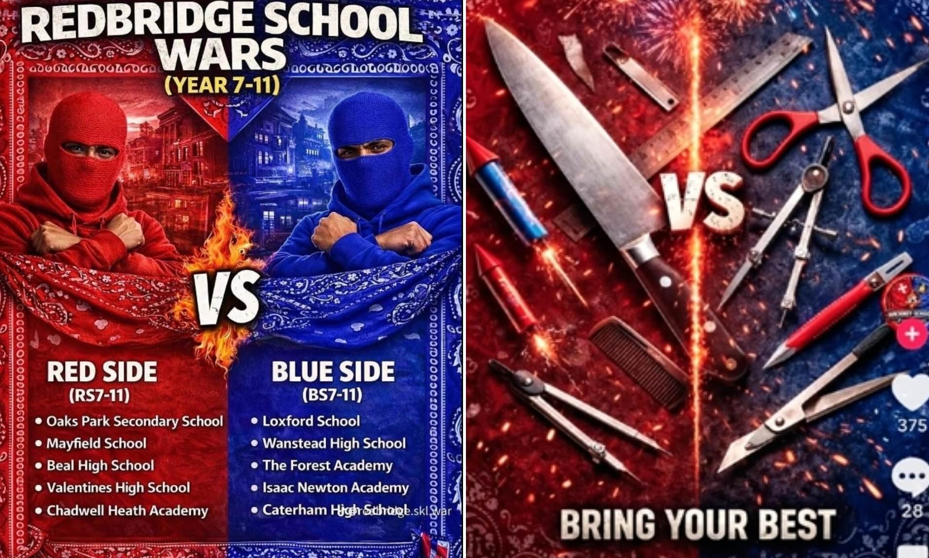 Teenage boy and man, in his 20s, are arrested over 'school wars' social ...