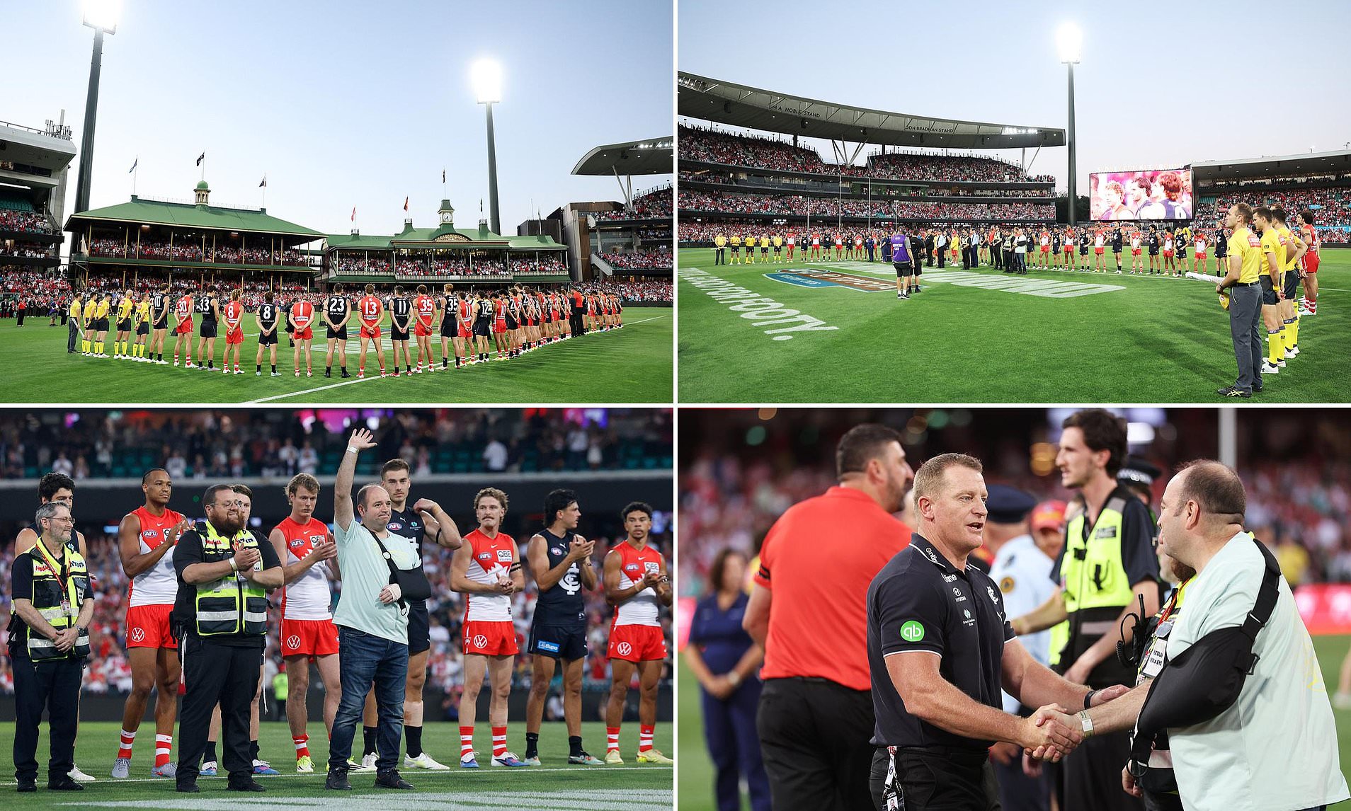 Hair-raising scenes as footy comes together to remember Bondi shooting ...