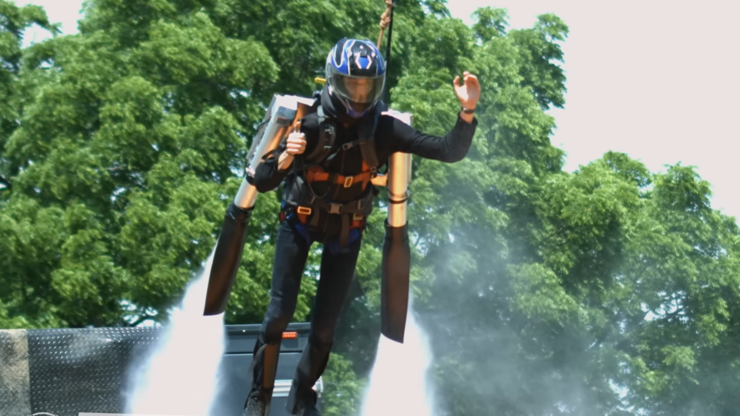 This 1,000 PSI jetpack doubled his jump height - it's insane