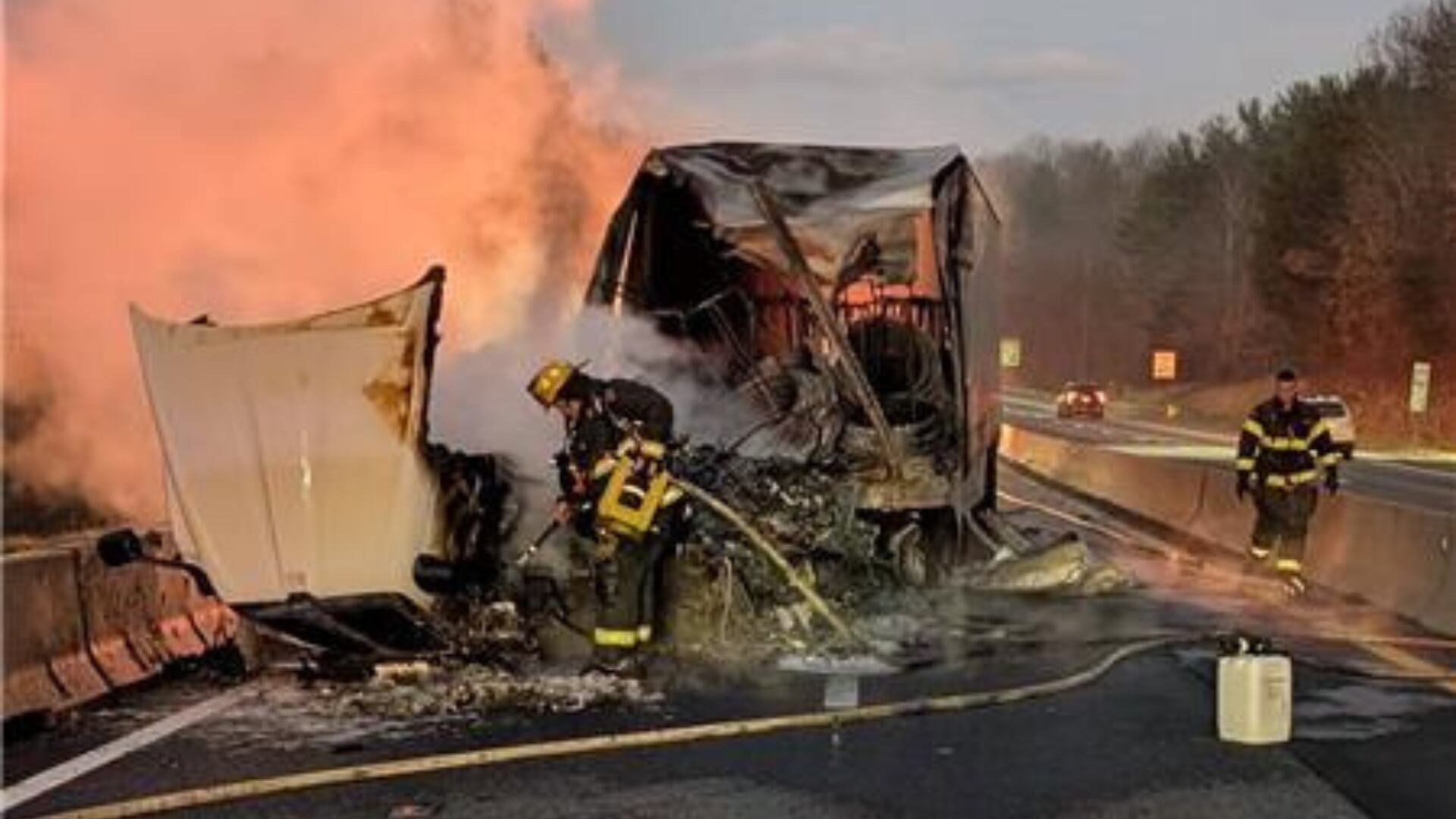 Crews: Fiery diesel fuel tank crash shuts down I-40E in WNC