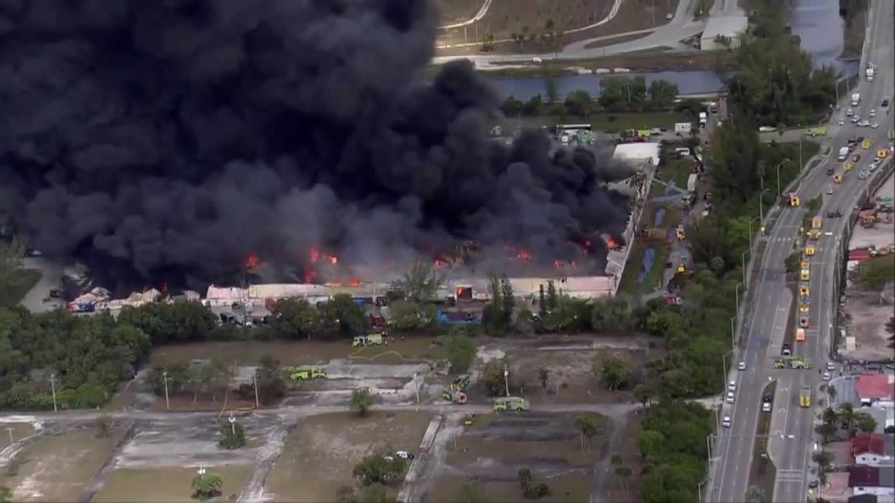 Chopper video: Massive warehouse fire in northwest Miami-Dade