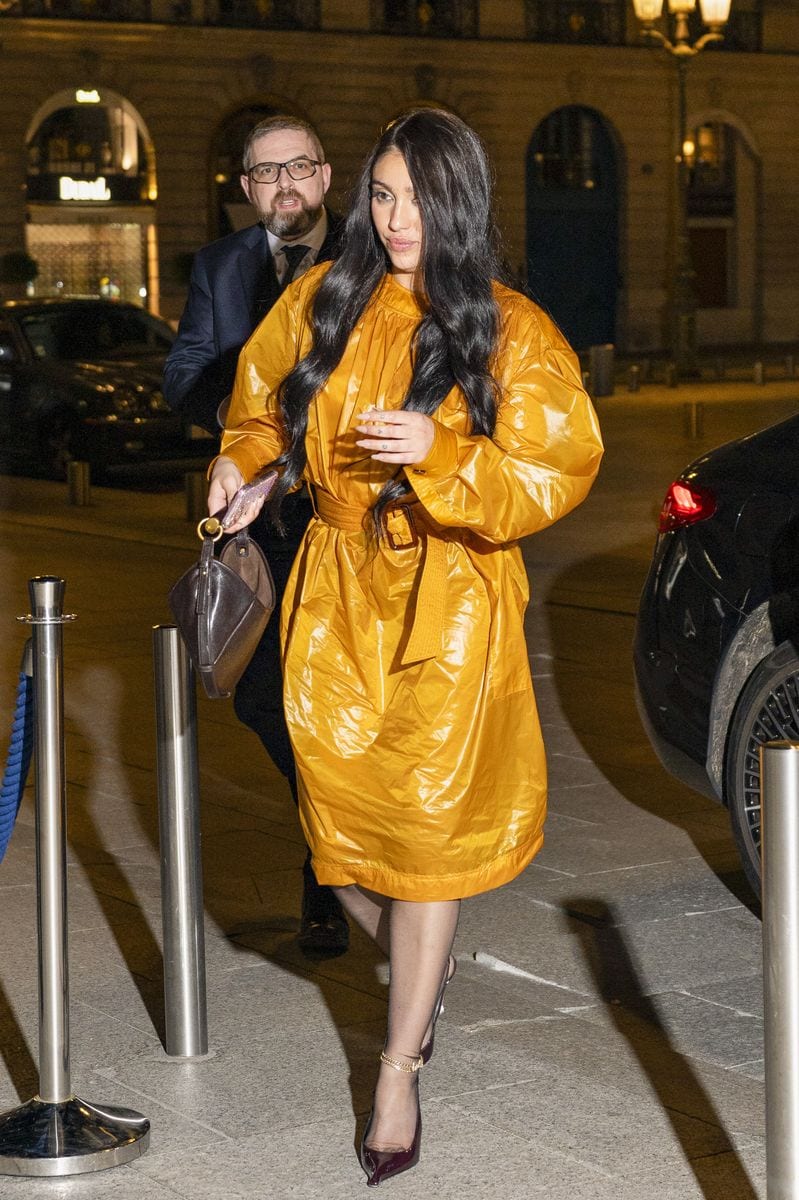 Lourdes Leon's striking fashion moment in a glossy mustard dress