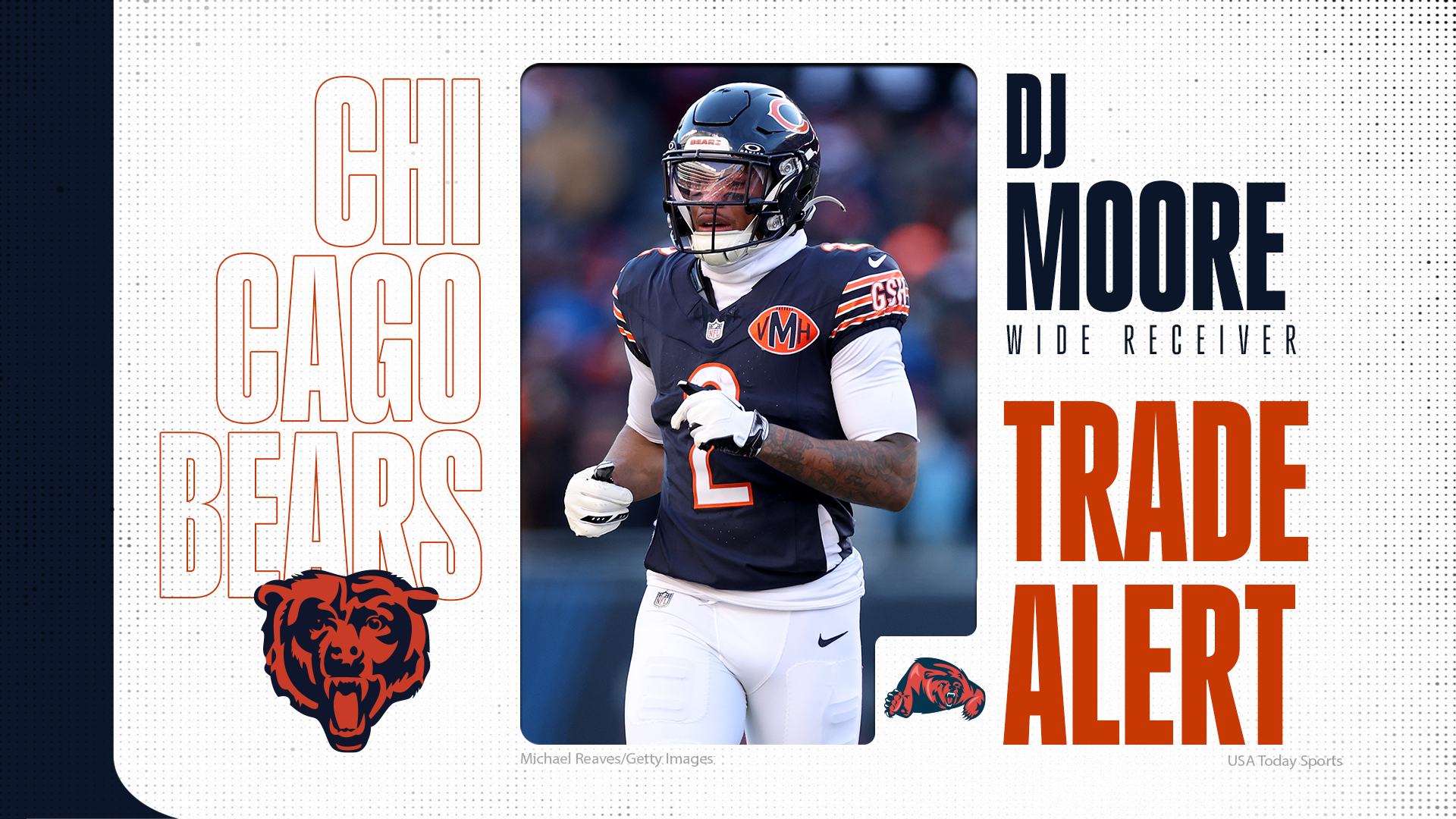 How NFL experts graded the Bears' trade of WR DJ Moore