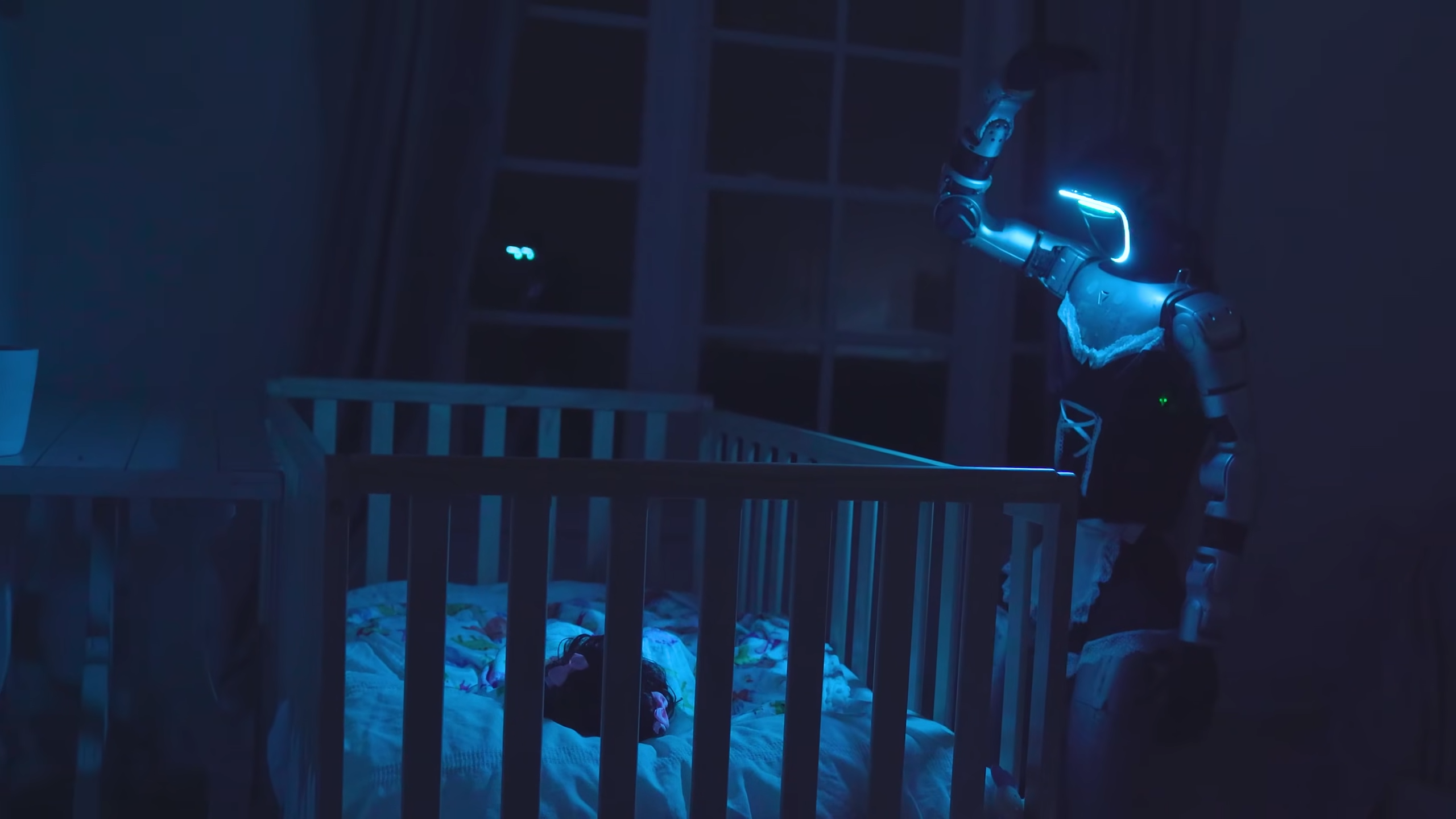 Watch what happens when a robot comes too close to a baby