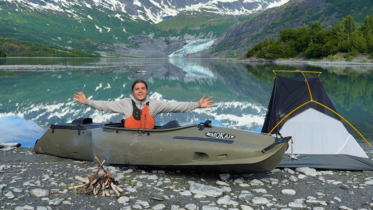 Testing jet powered kayak in Alaska - solo bushcraft camping