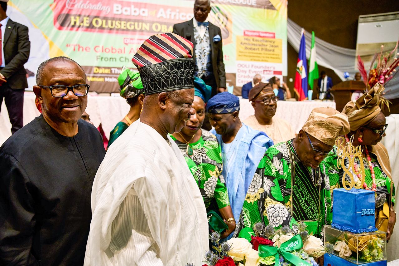 Photos: Peter Obi, Kwankwaso celebrate Obasanjo at 89