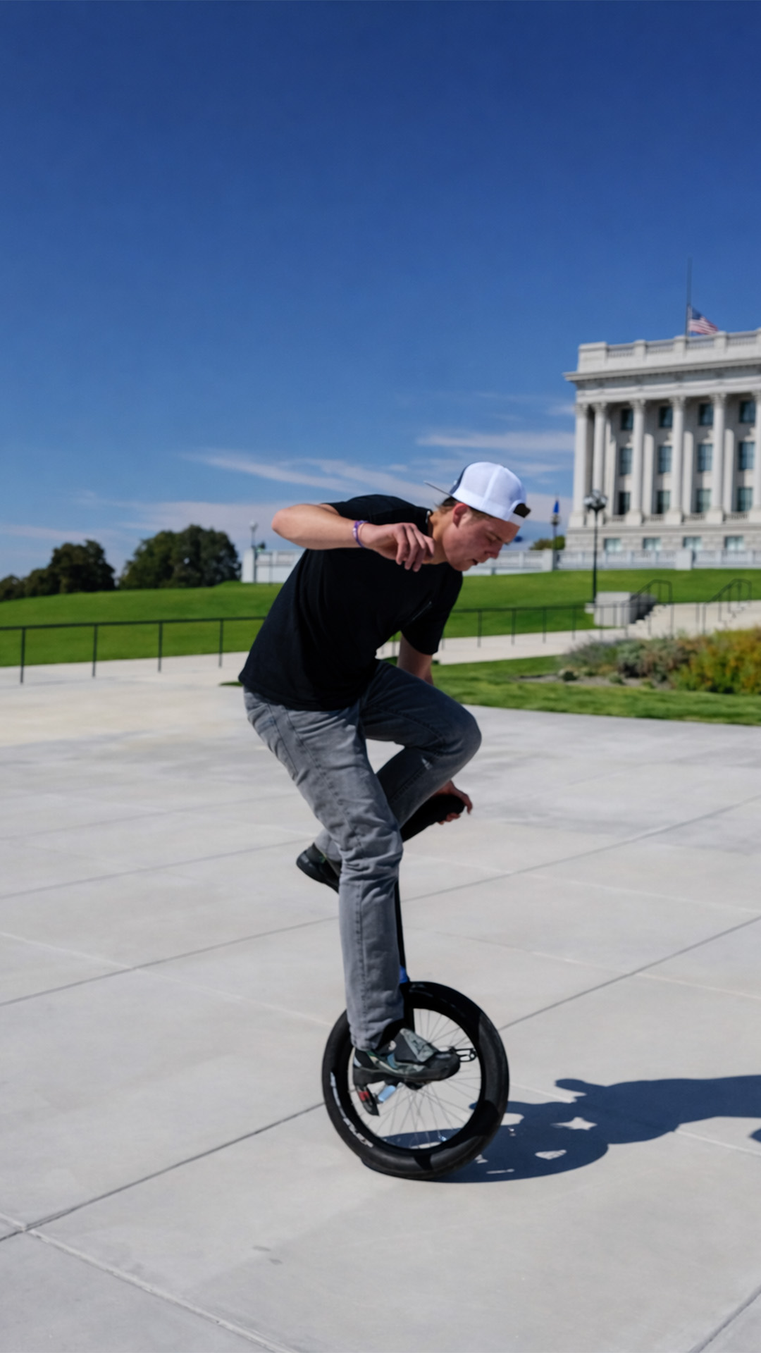 Freestyle unicycle trick moment
