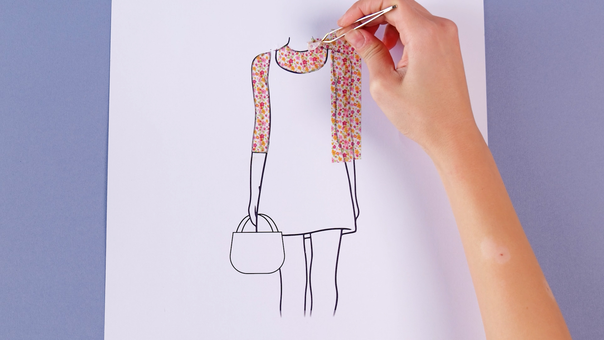 Dress sketch using pattern tape