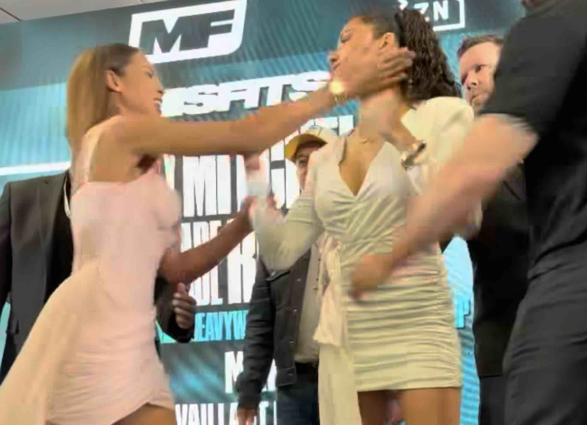 Misfits champion Carla Jade slaps ex-UFC fighter Pearl Gonzalez during ...