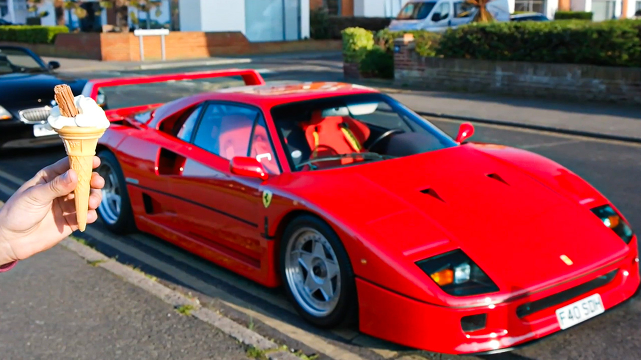Ferrari F40 on the streets: Ice cream adventure with hypercar power