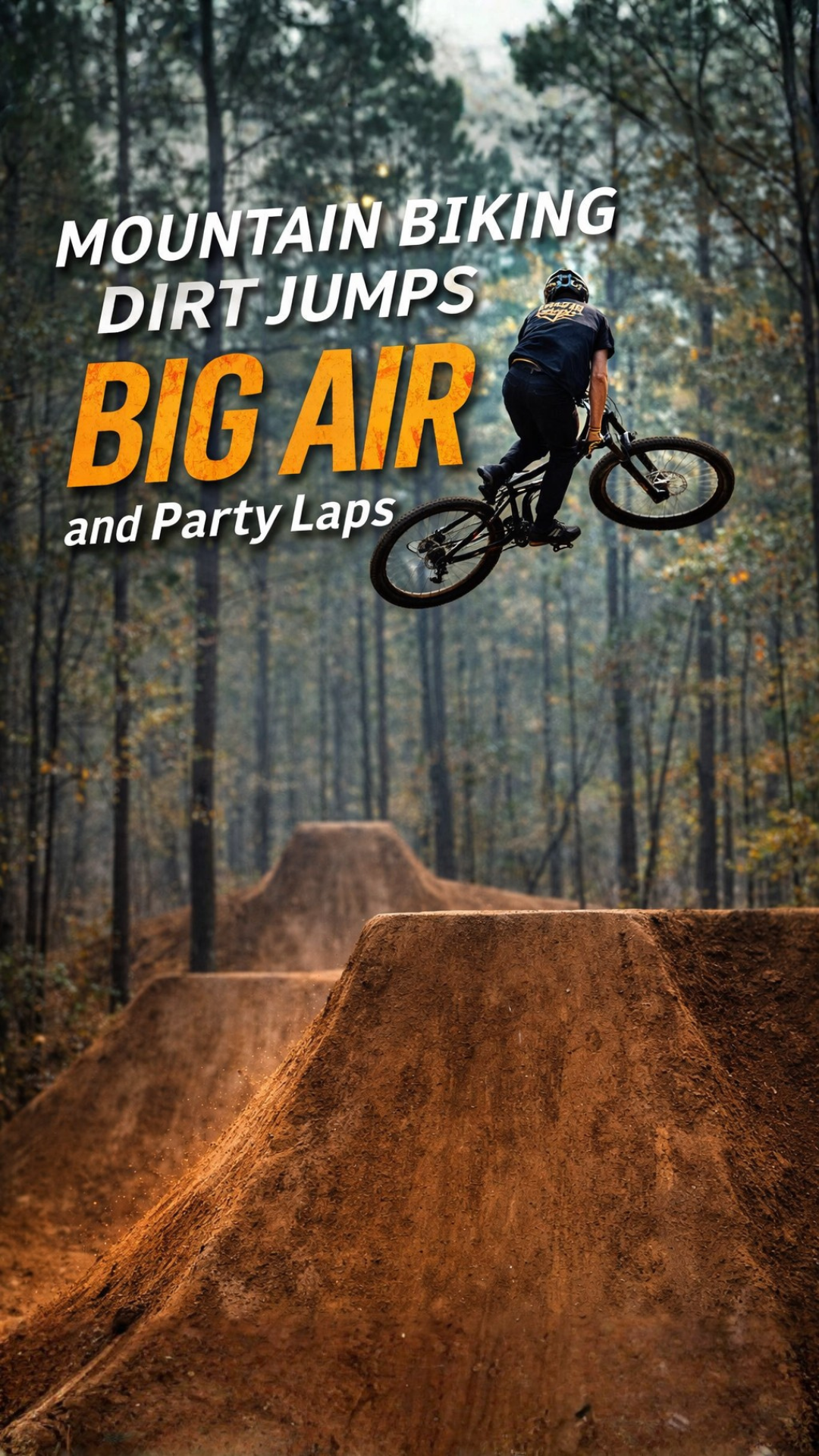 Mountain biking dirt jumps big air and party laps