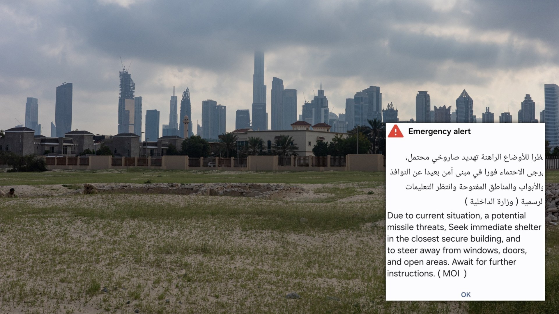Emergency alert sent in Dubai to seek immediate shelter over missile ...
