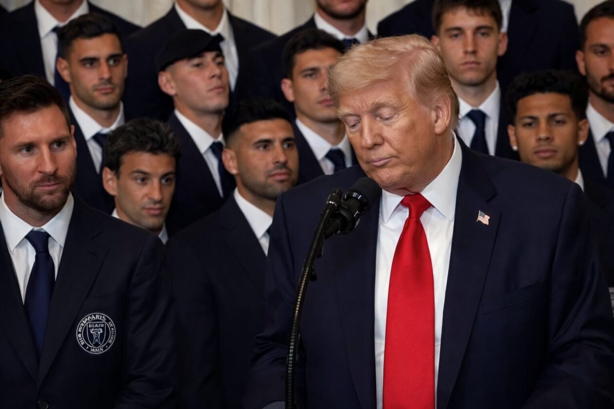 In front of Lionel Messi, Donald Trump talks about Cristiano Ronaldo