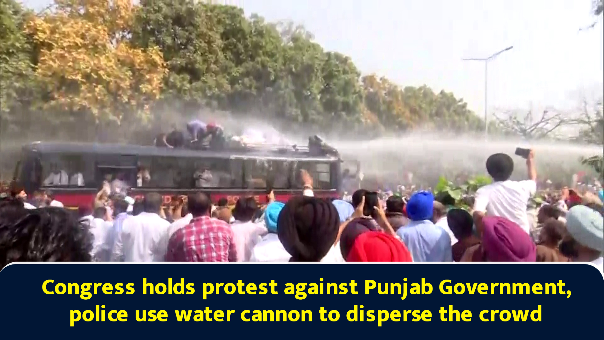 Congress holds protest against Punjab government, police use water ...