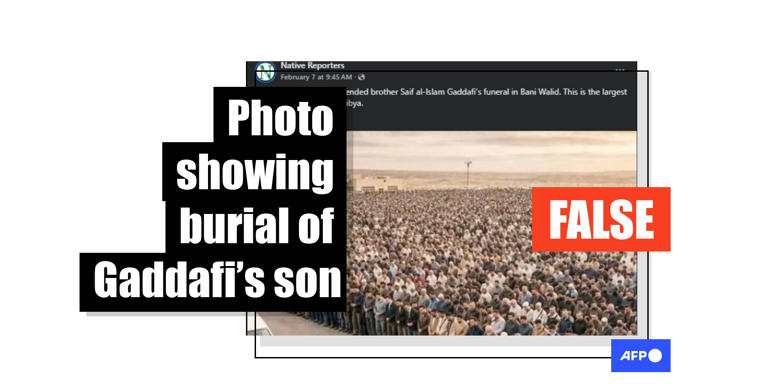 Photo of crowd at funeral for Seif al-Islam Gaddafi was generated by AI