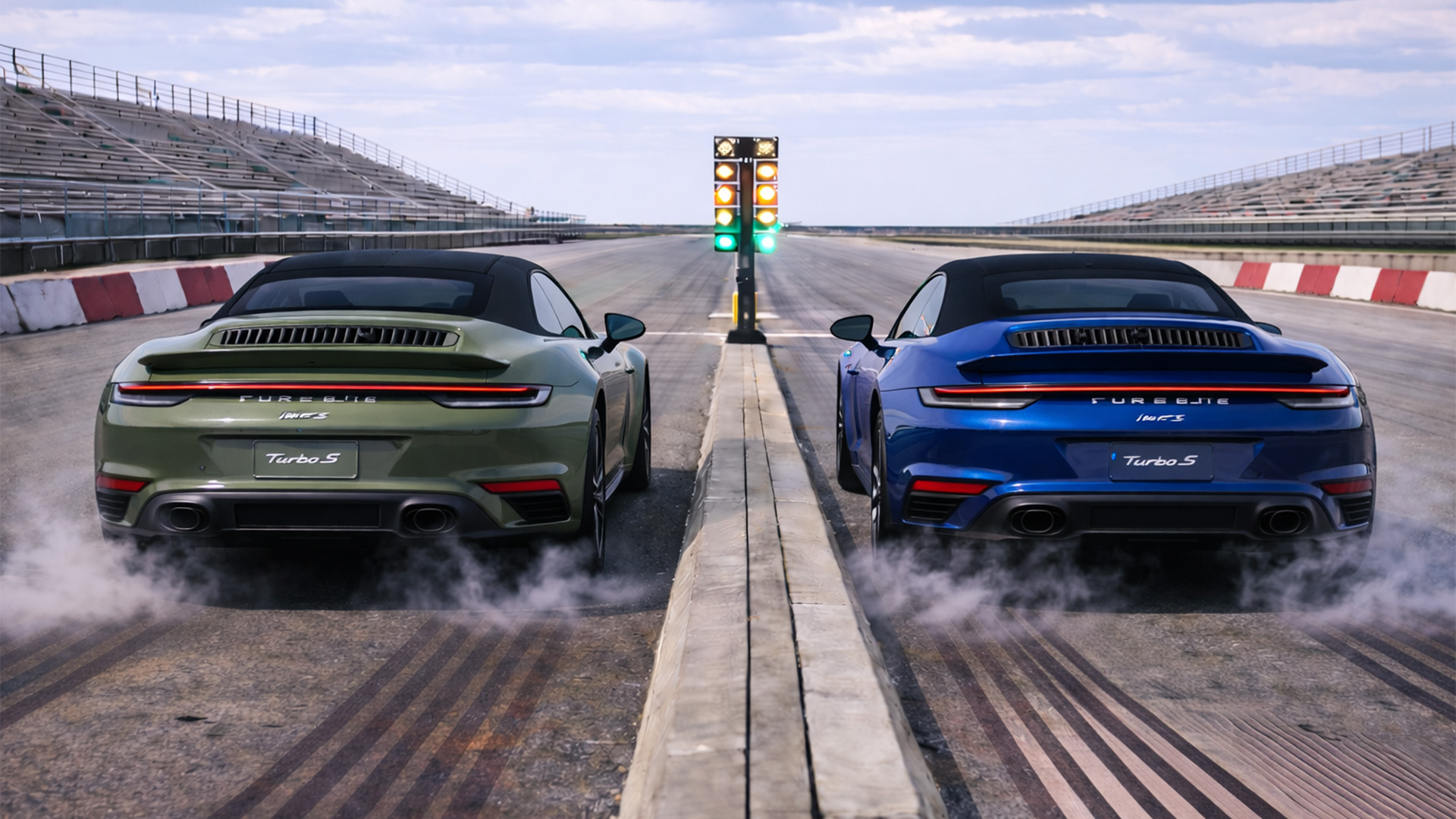 Modified Porsche 992 Turbo S vs stock Porsche 992 Turbo S drag race