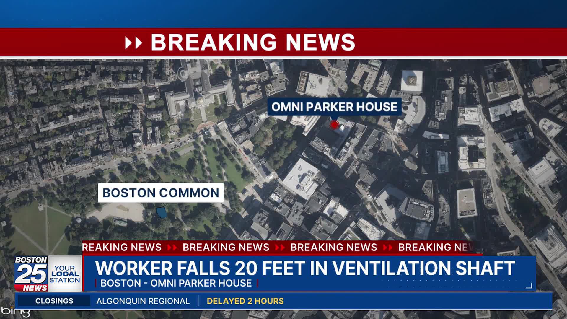 Delivery driver falls 20 feet down ventilation shaft at Boston hotel