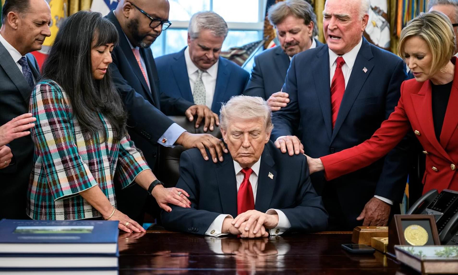 Trump is joined by faith leaders to pray for Operation Epic Fury in the ...