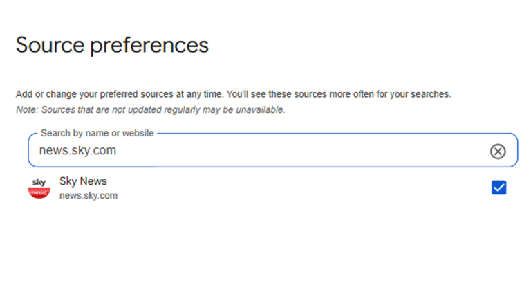 How to see more Sky News in Google