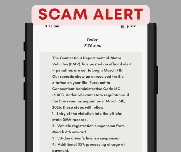 Connecticut DMV warns of text messaging scam