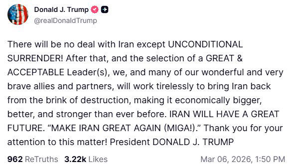 Trump goes from MAGA to MIGA in post vowing to 'Make Iran Great Again'