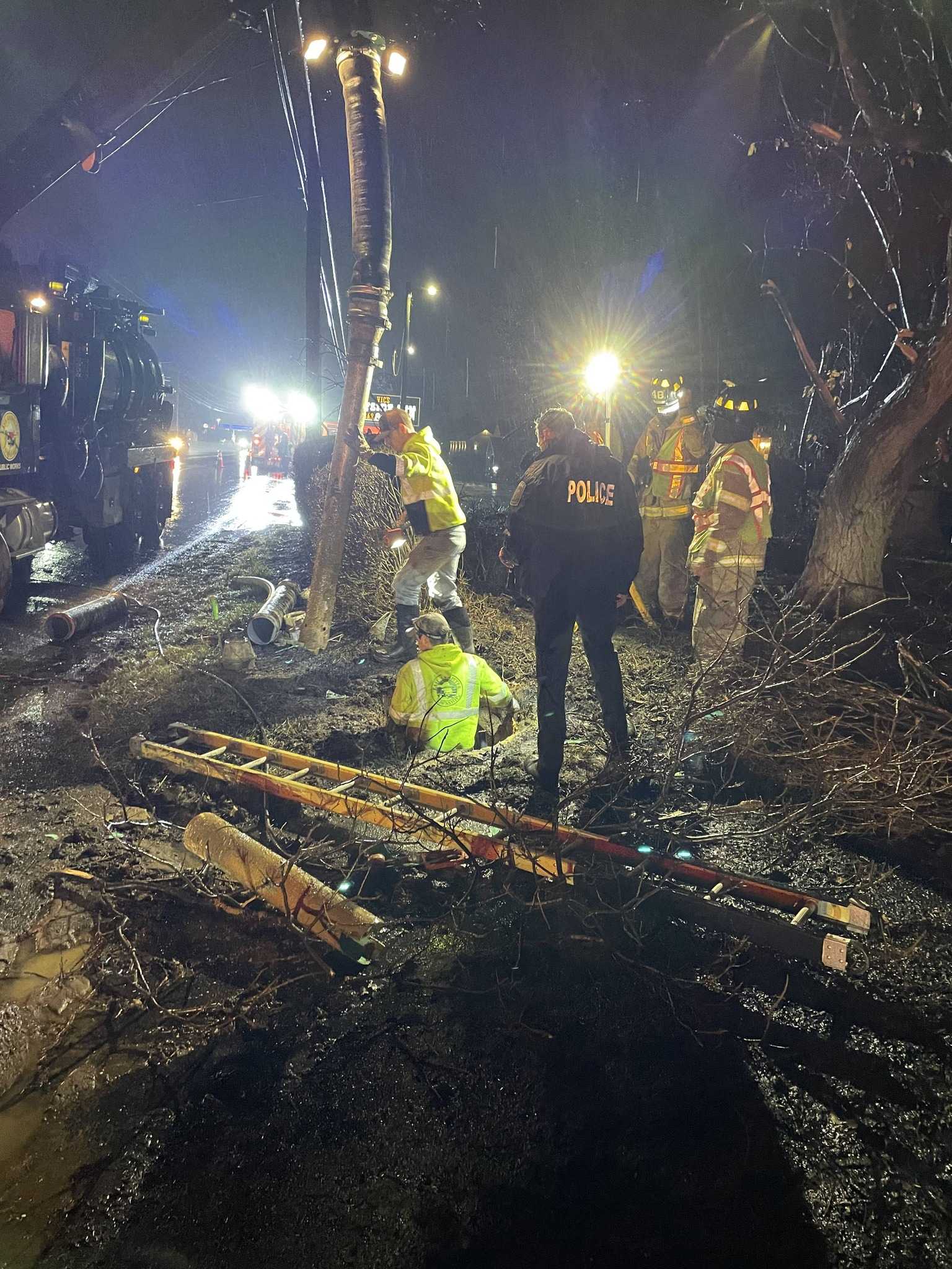 Tractor-trailer crash ruptures sewage line, fire company says