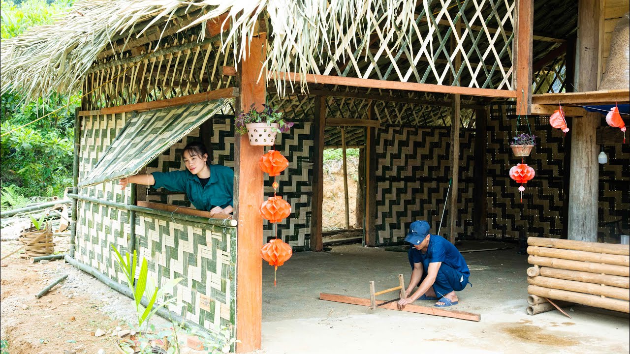 Saya membangun dinding bambu untuk dapur
